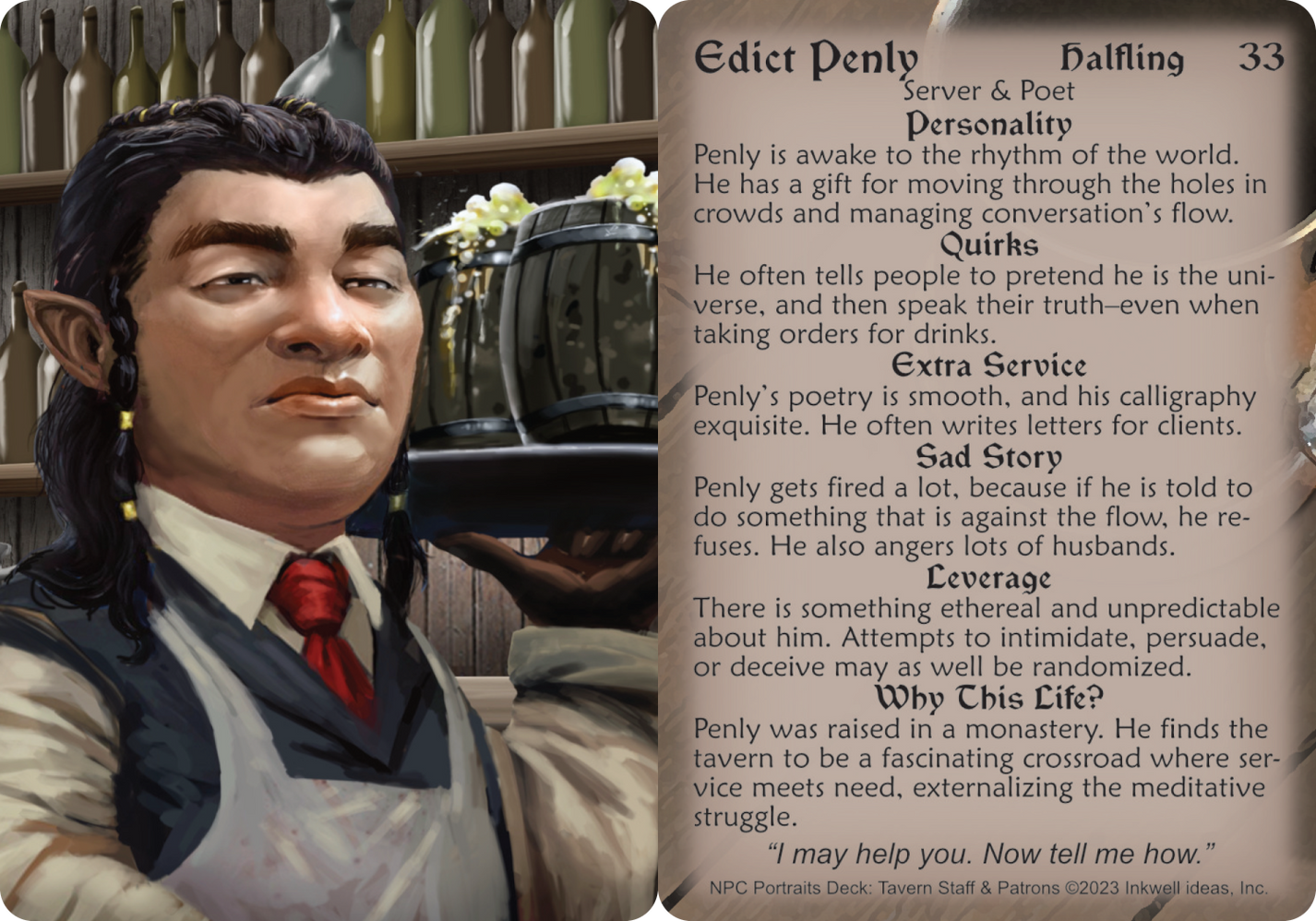 NPC Portraits Deck: Tavern Staff & Patrons – Inkwell Ideas